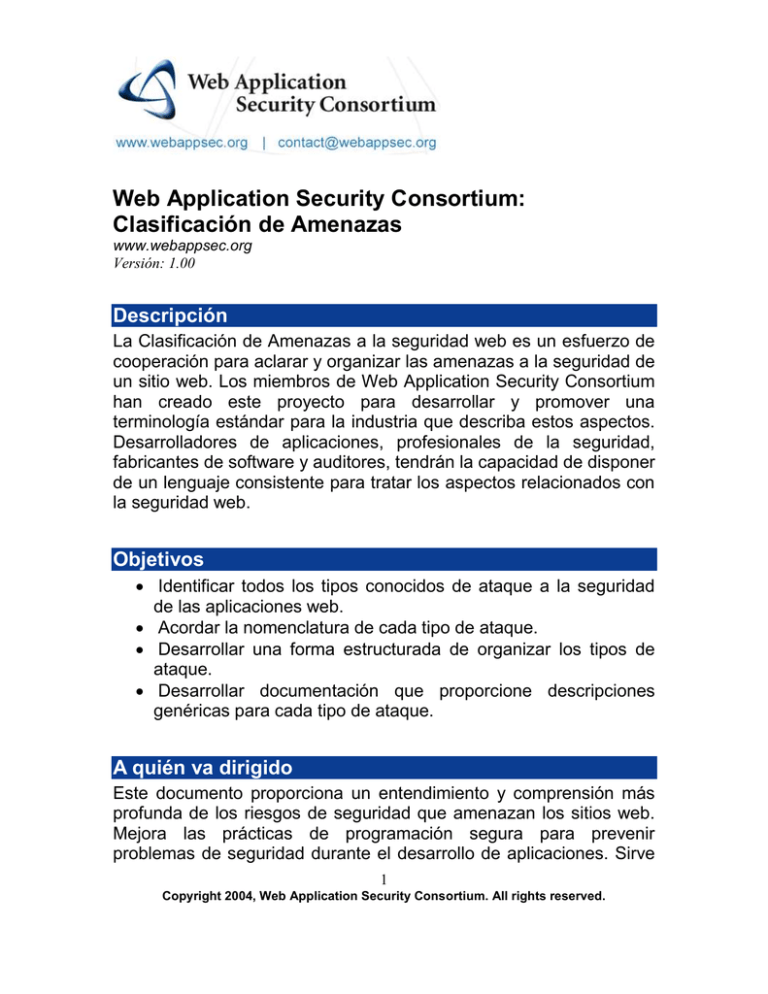 Tipos de ataque - The Web Application Security Consortium Project
