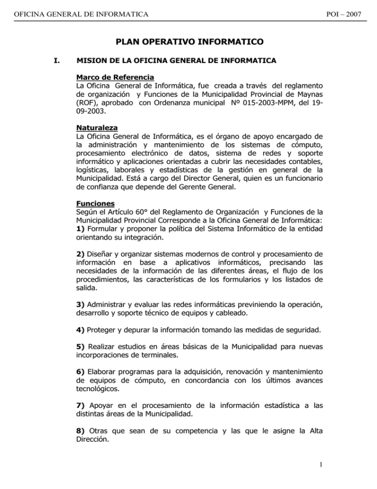 PLAN OPERATIVO INFORMATICO