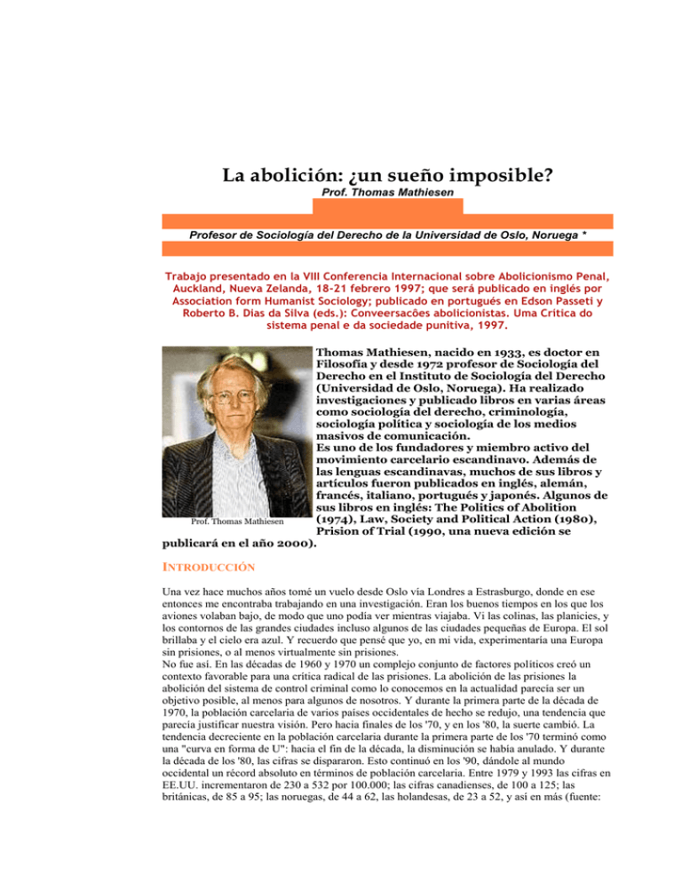 La abolición ¿un sueño imposible? por Prof. Thomas Mathiesen