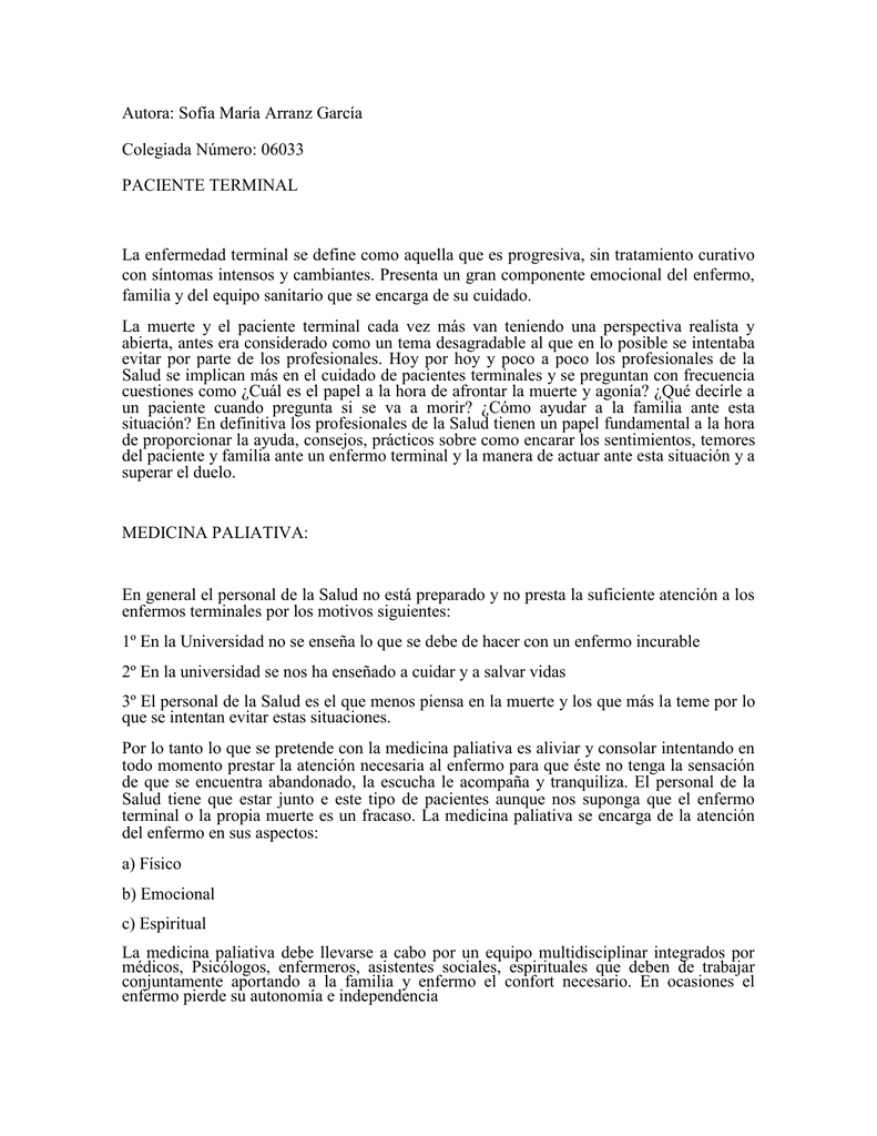paciente terminal - Consejo General de Enfermería