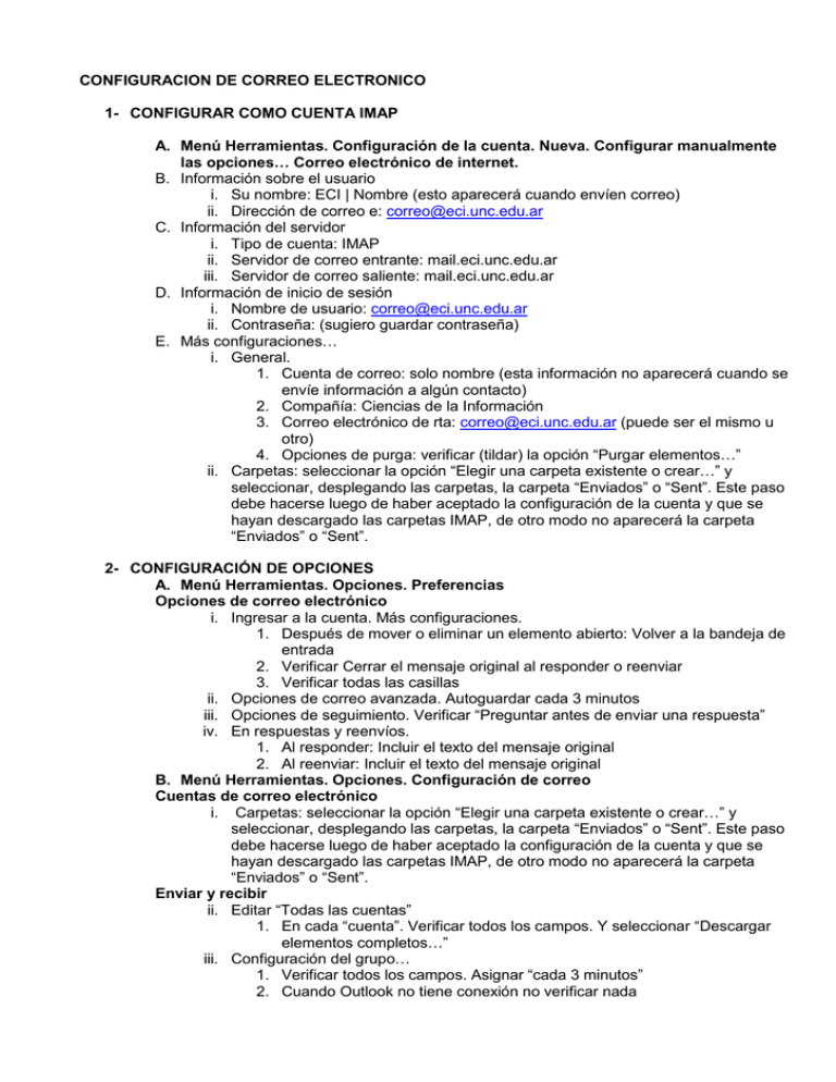 configuracion de correo electronico - RDU