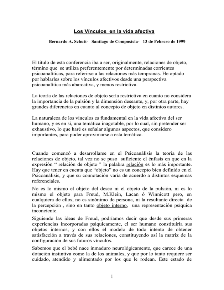 Los Vínculos en la vida afectiva