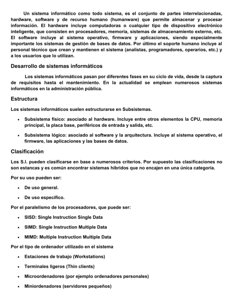 LOS SISTEMAS INFORMATICOS