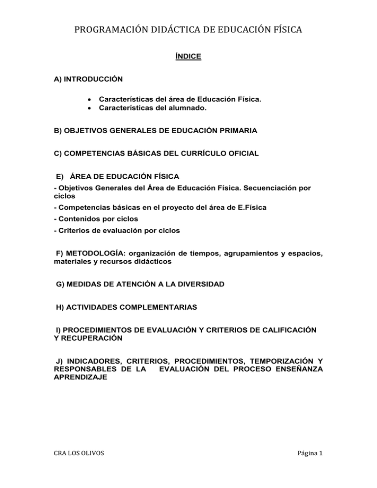 PROGRAMACIÓN DIDÁCTICA DE EDUCACIÓN FÍSICA