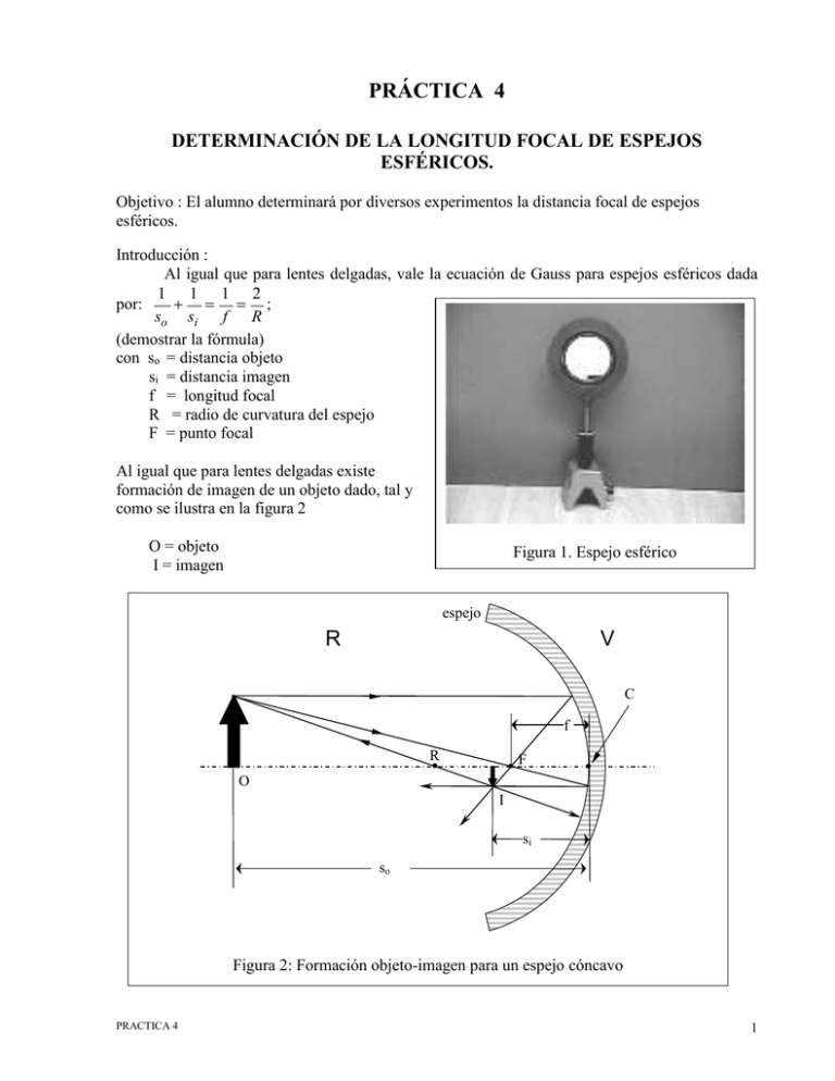 Practica #4 : Determinación de la longitud focal de