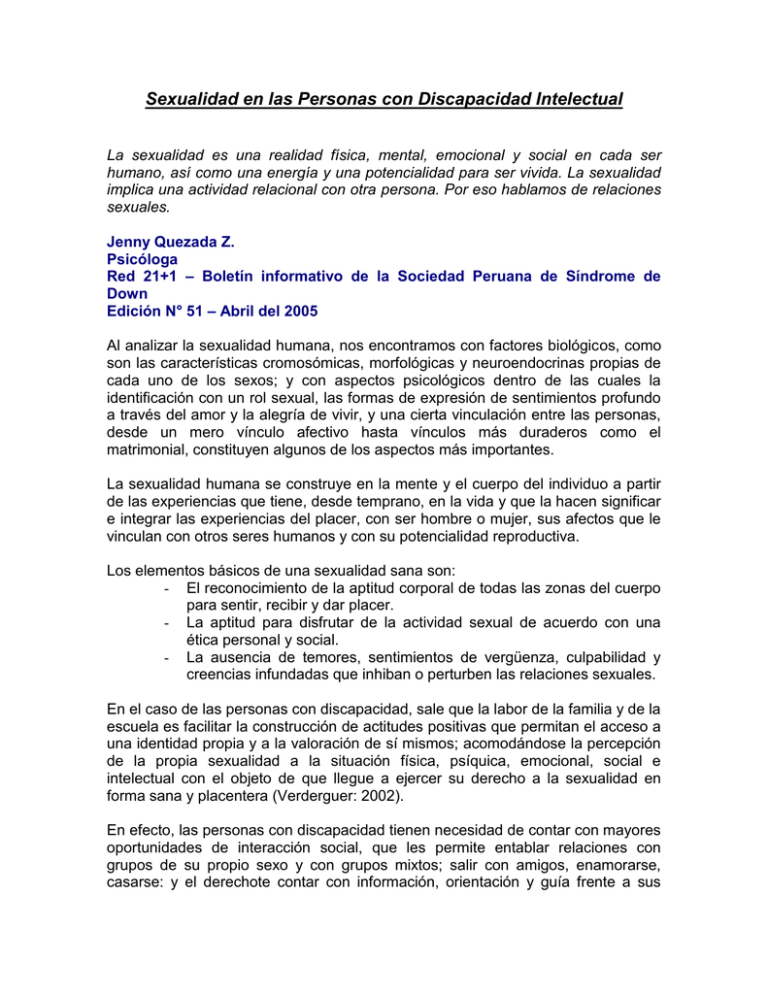 Sexualidad En Las Personas Con Discapacidad Intelectual 4329