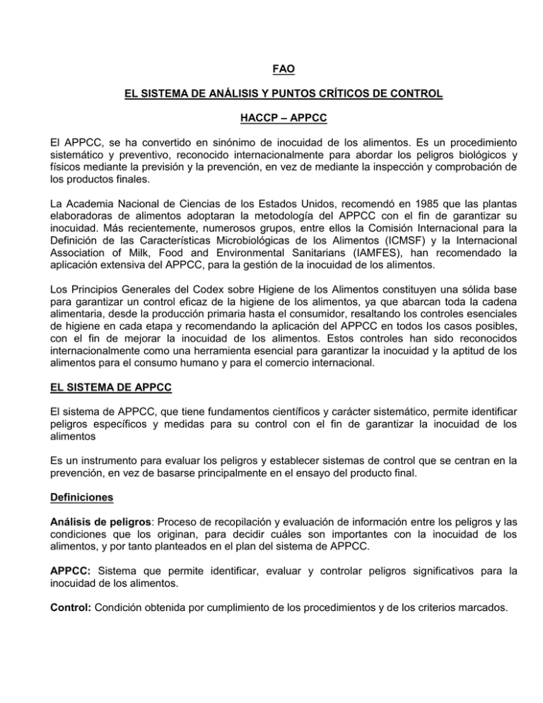 fao - haccp - appcc - Dirección General de Educación Técnica y