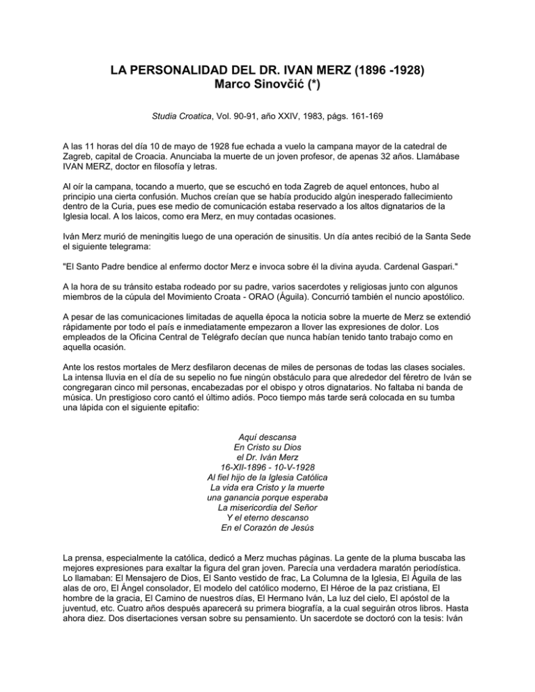 LA PERSONALIDAD DEL DR: IVAN MERZ (1896