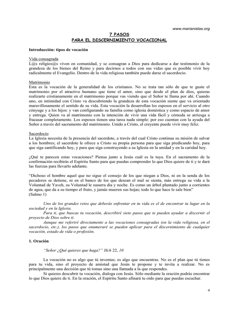 7 PASOS PARA EL DISCERNIMIENTO VOCACIONAL