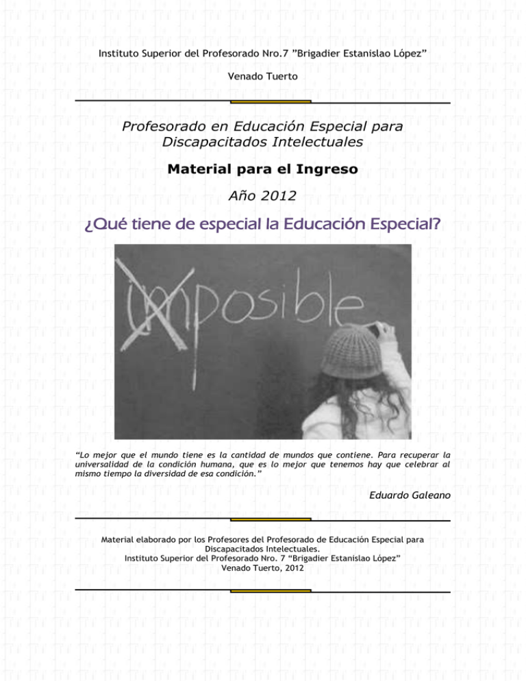 Educación Especial Instituto Superior De Profesorado Nº 7