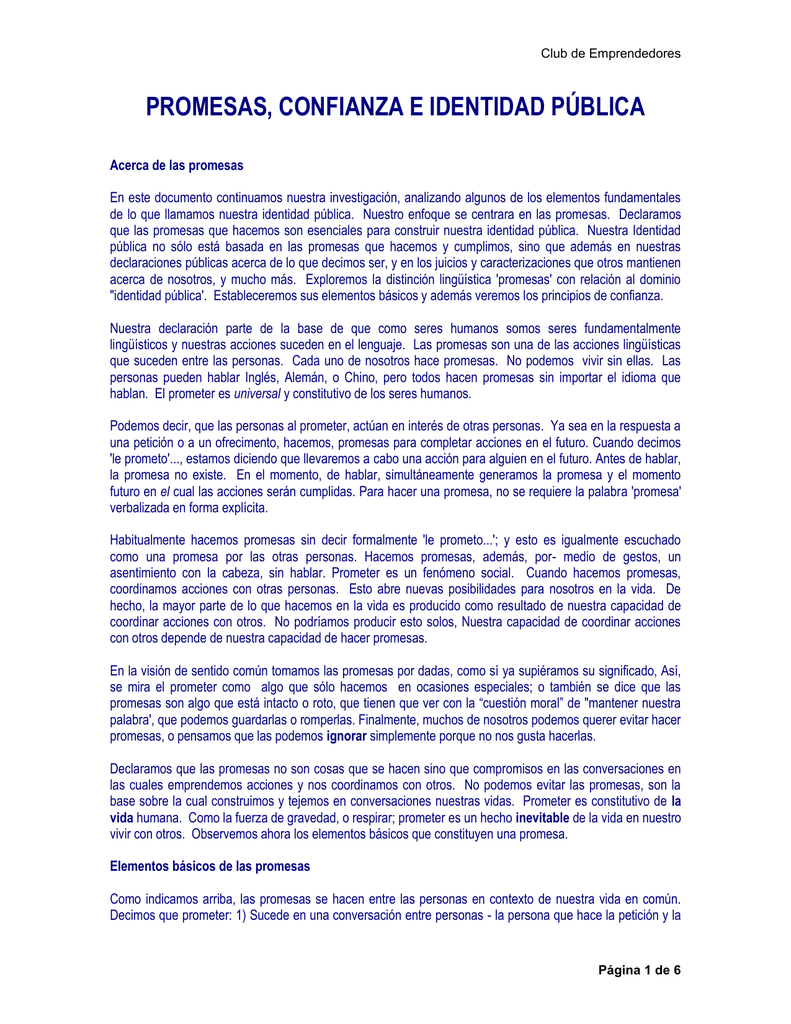 PROMESAS, CONFIANZA E IDENTIDAD PÚBLICA