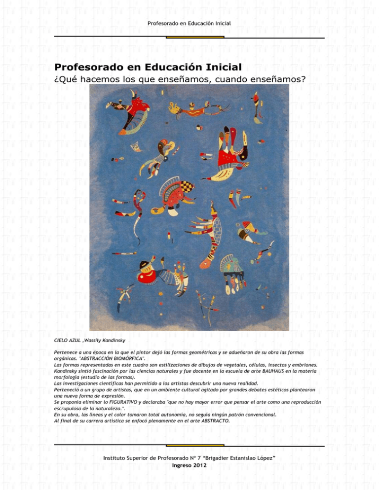 Educación Inicial Instituto Superior De Profesorado Nº 7