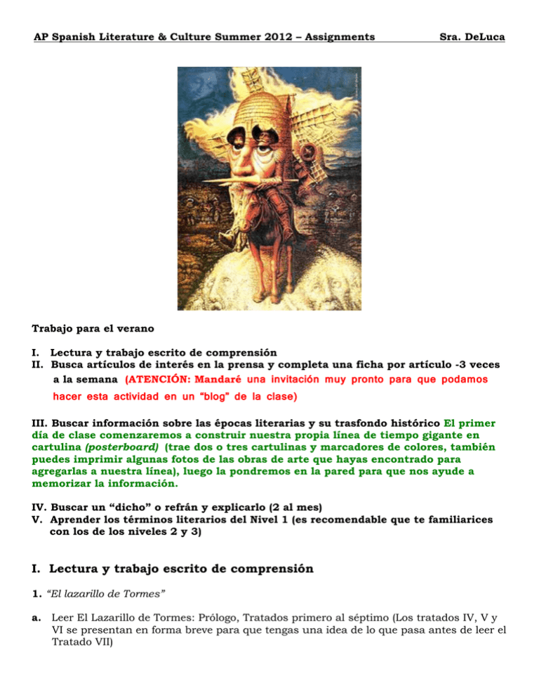 AP Spanish Literature Summer Assignment