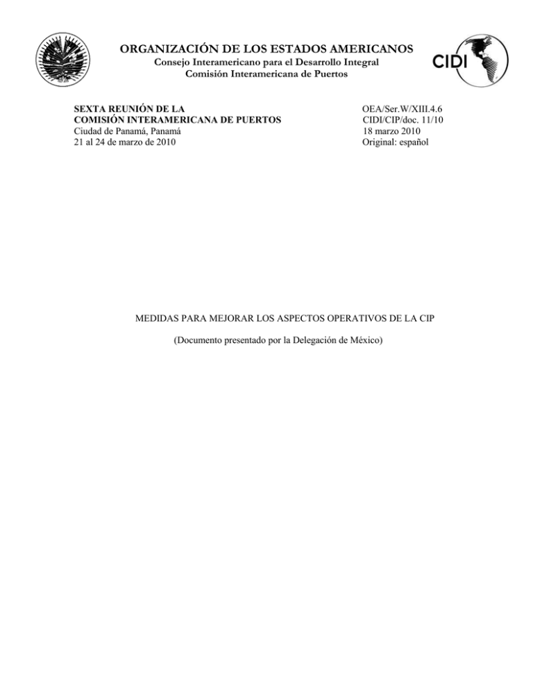 Medidas para mejorar los aspectos operativos de la CIP