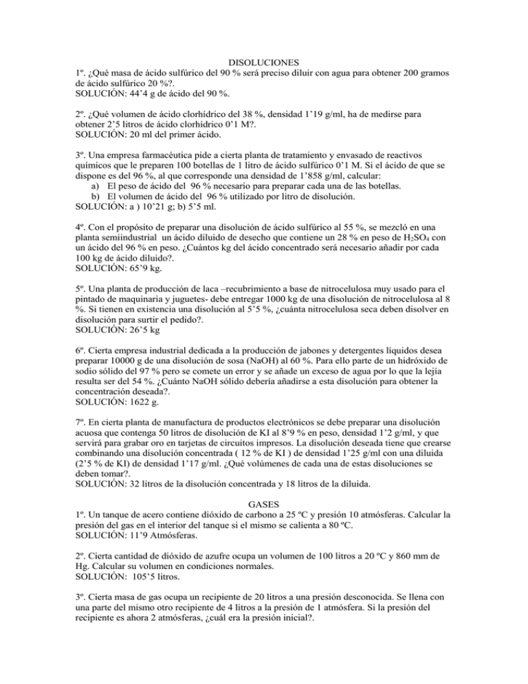 DISOLUCIONES y gases