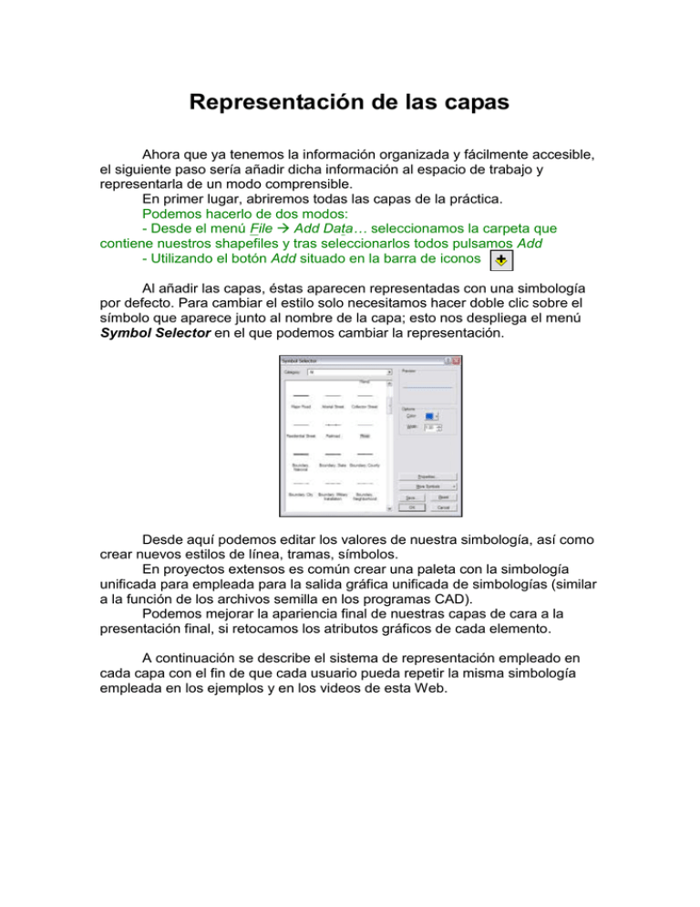 Representación de las capas