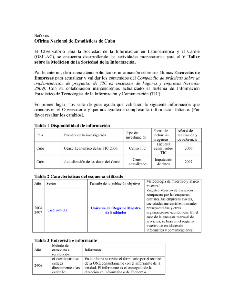Empresas - Oficina Nacional de Estadísticas
