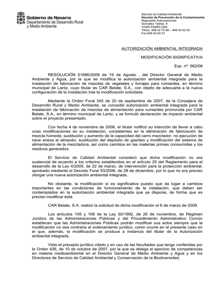 AUTORIZACIÓN AMBIENTAL INTEGRADA