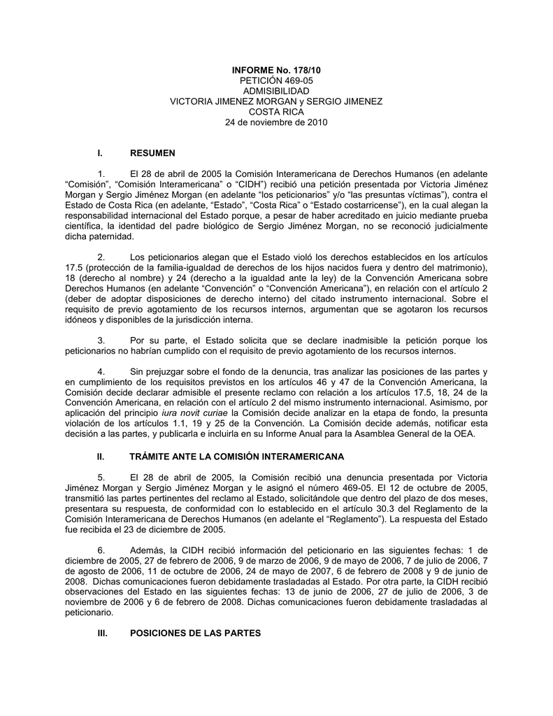 Informe No. 178/10 - Comisión Interamericana de Derechos Humanos