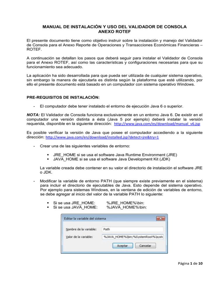 MANUAL DE INSTALACIÓN Y USO DEL VALIDADOR DE