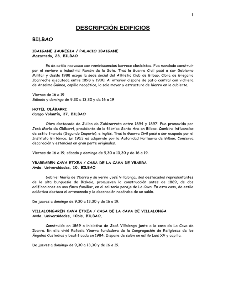 DESCRIPCIÓN EDIFICIOS
