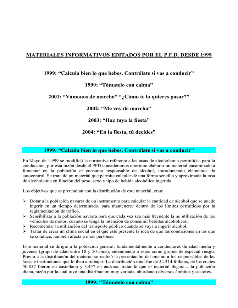 MATERIALES INFORMATIVOS EDITADOS POR EL P