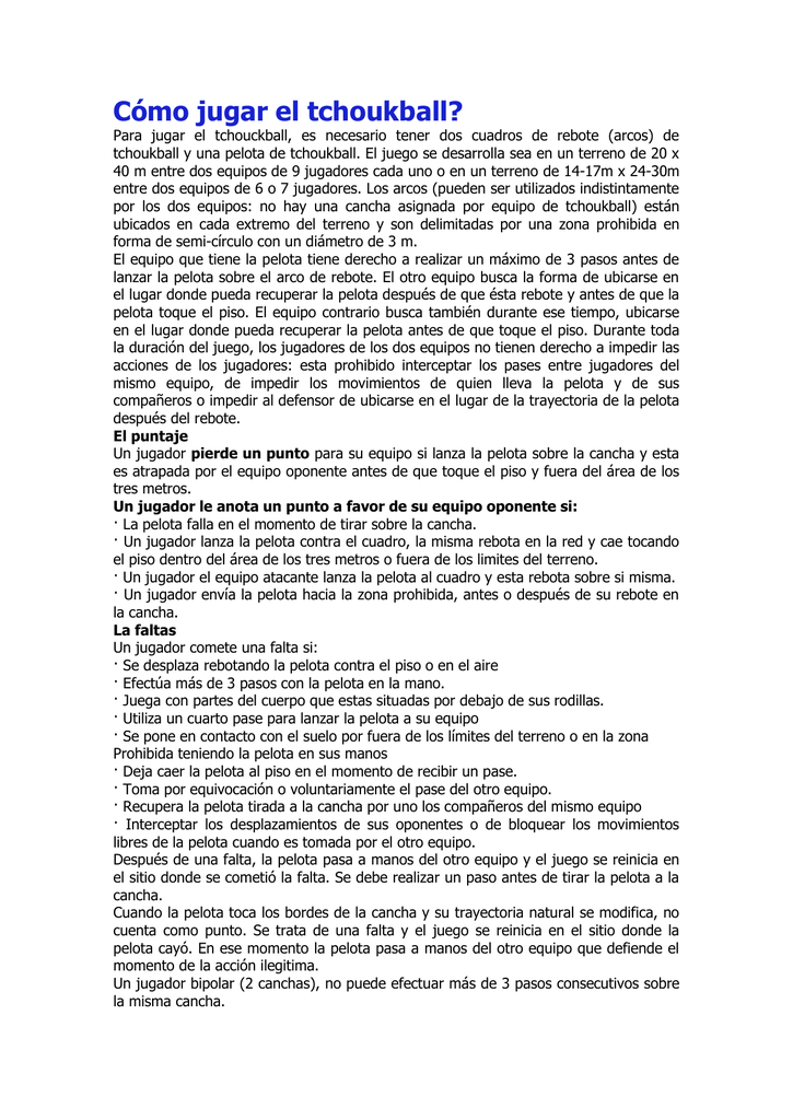 Cómo jugar el tchoukball