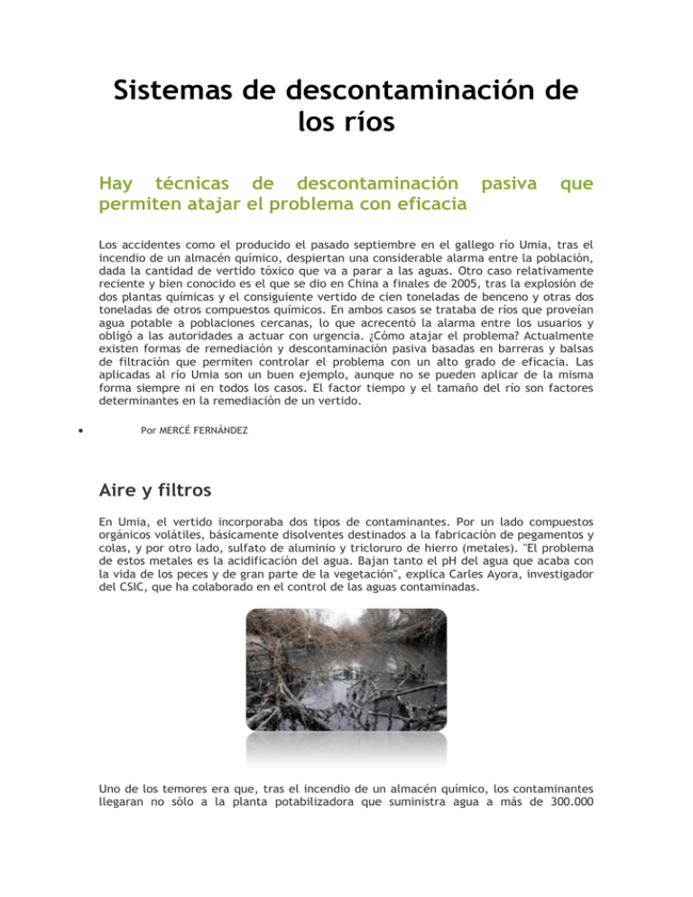 Sistemas de descontaminación de los ríos