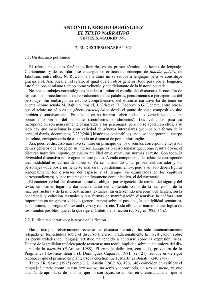 El discurso narrativo