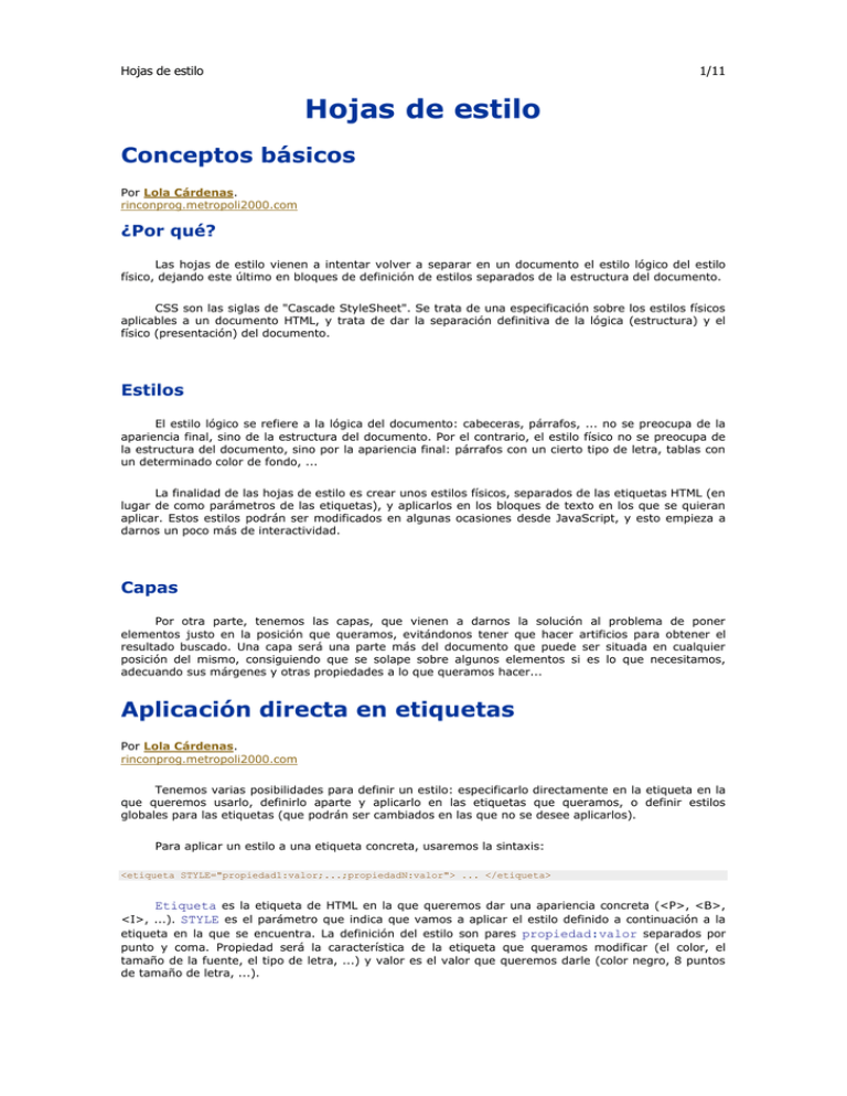 Hojas de estilo en cascada