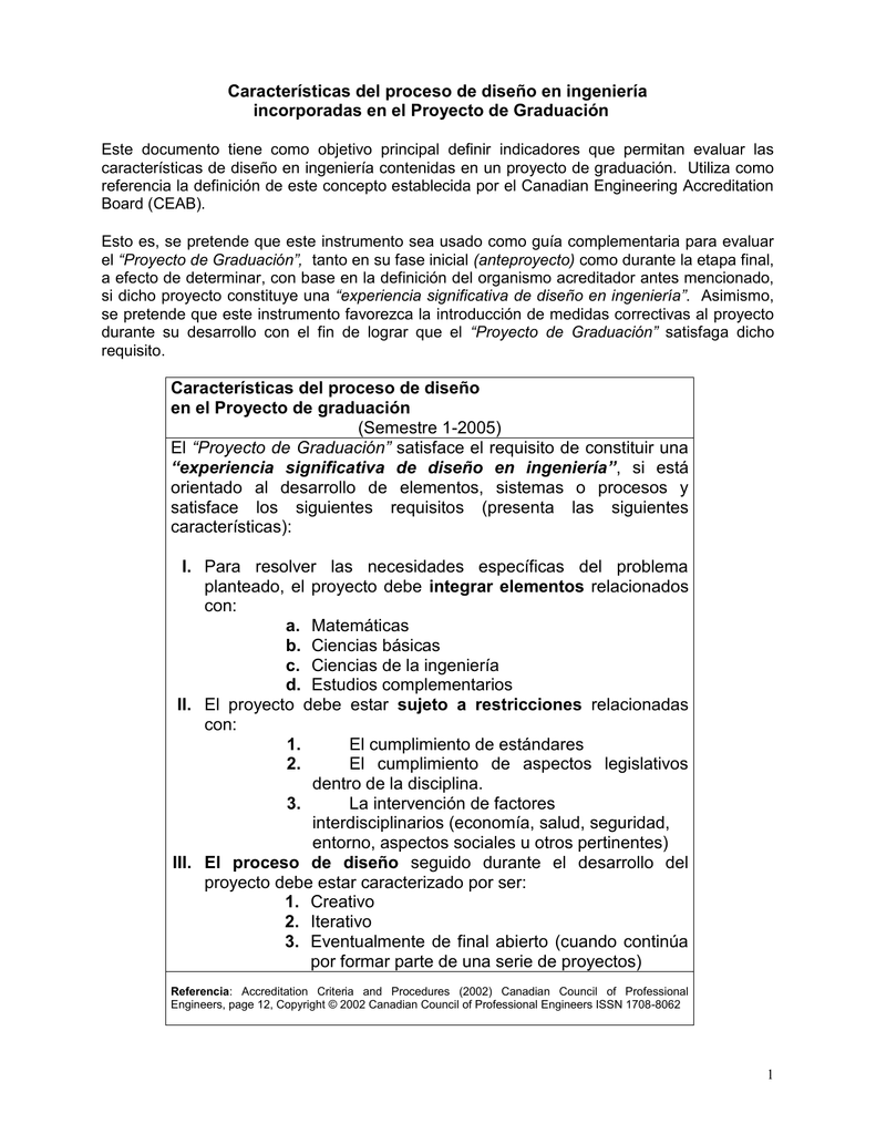 Características del proceso de diseño en ingeniería