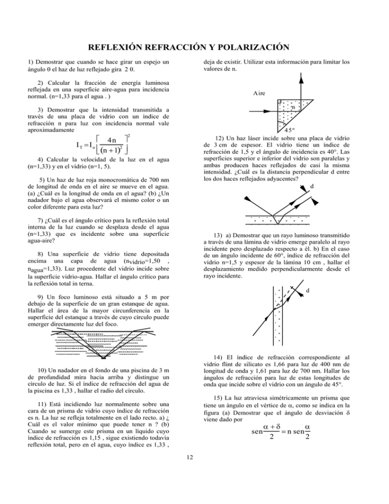 REFLEXIÓN REFRACCIÓN Y POLARIZACIÓN