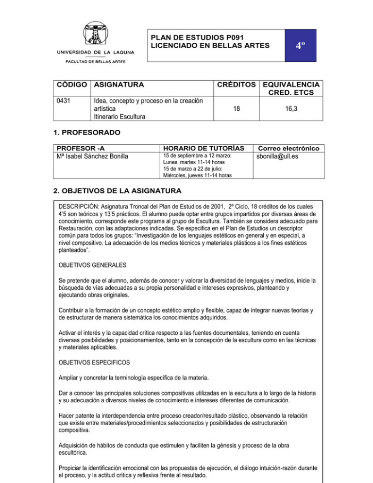 PLAN DE ESTUDIOS P097 LICENCIADO EN BELLAS ARTES