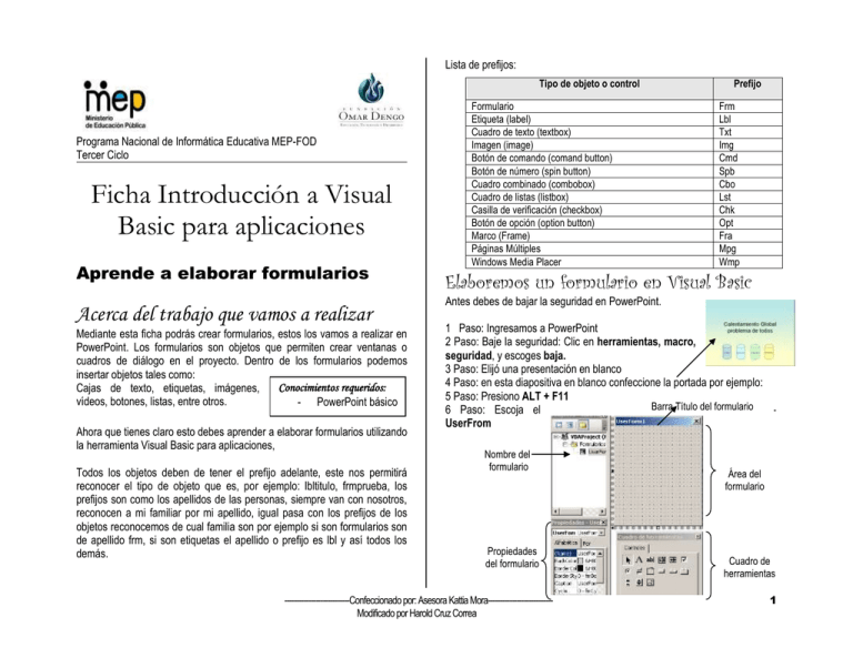 ficha Introducción a Visual Basic