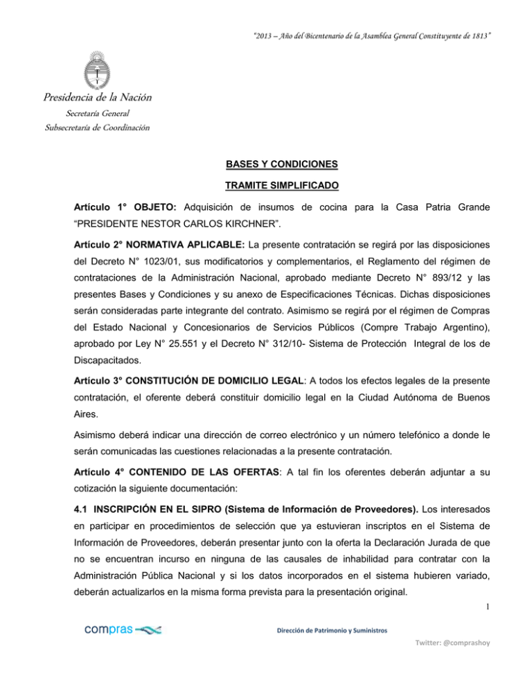 Artículo 8º REQUISITOS FORMALES PARA LA