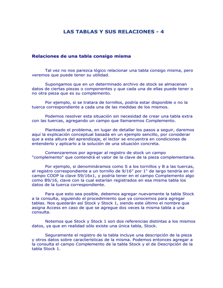 LAS TABLAS Y SUS RELACIONES