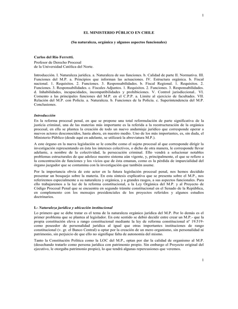 EL MINISTERIO PÚBLICO EN CHILE