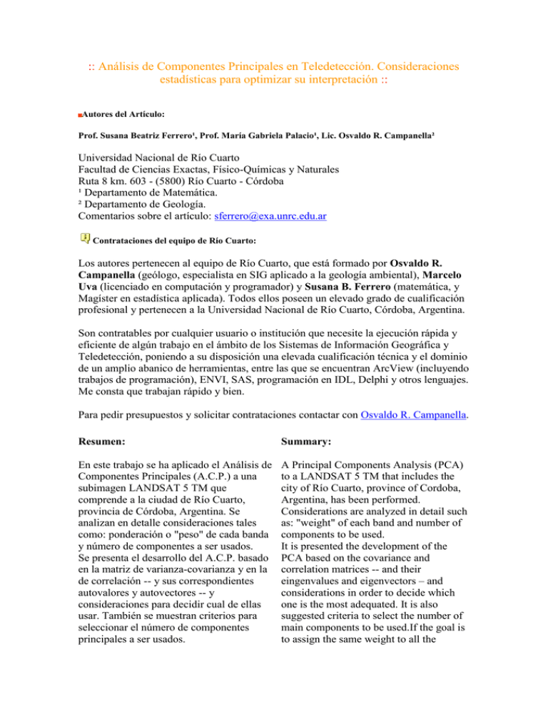 :: Análisis de Componentes Principales en