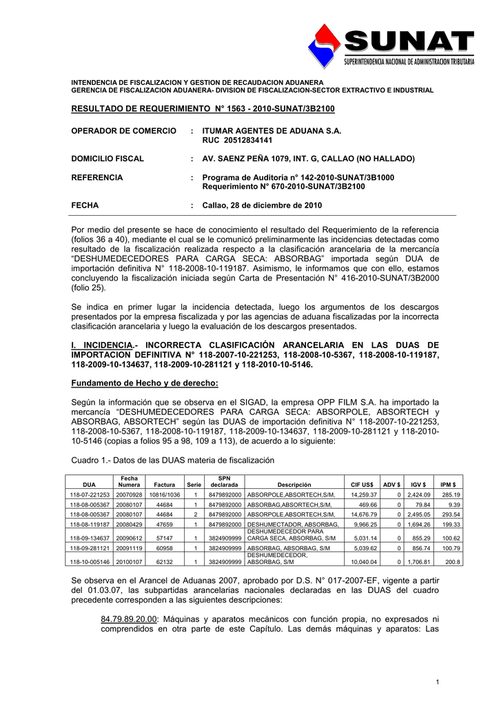 Resultado de Requerimiento