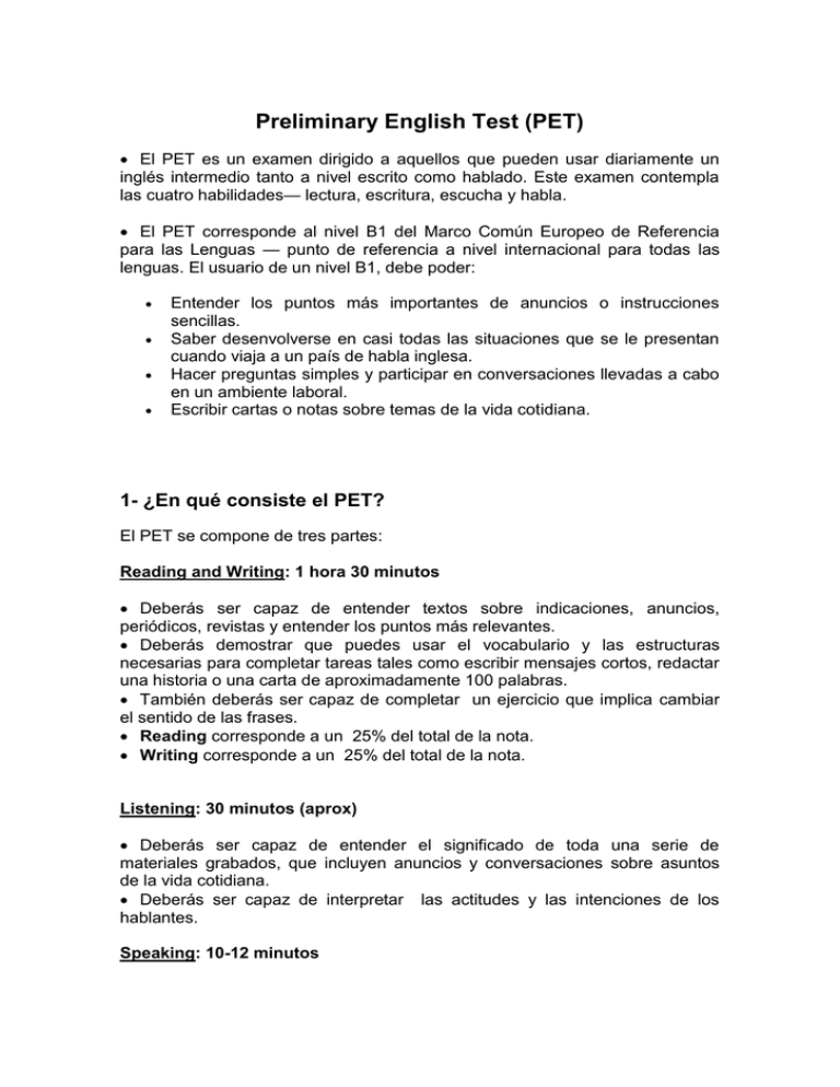 First Certificate in English (FCE)