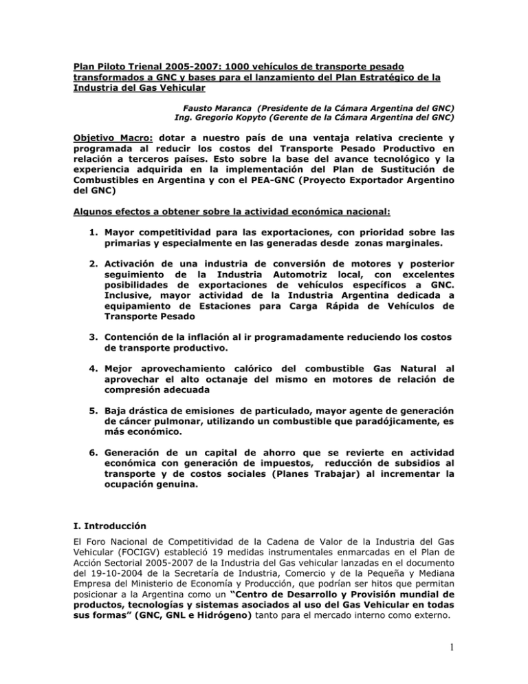 El Plan Piloto 1000 Vehiculos y el FOCIGV