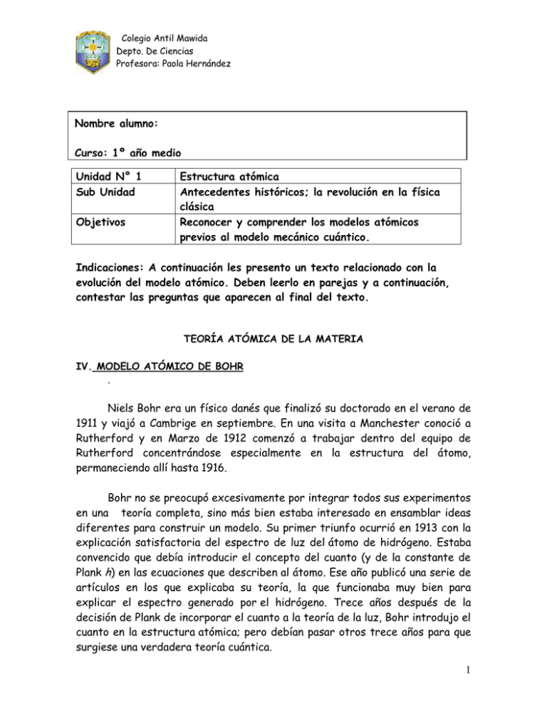 Teoría atómica de la materia: