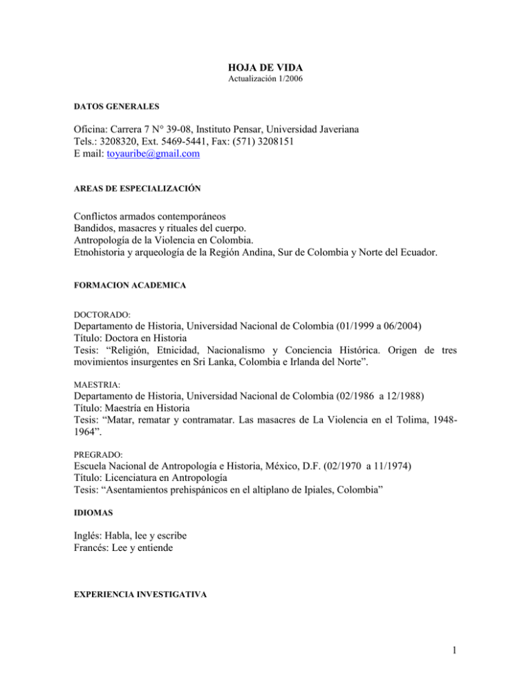 María Victoria Uribe - Pontificia Universidad Javeriana