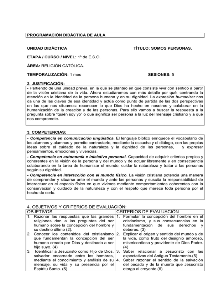 PROGRAMACIÓN DIDÁCTICA DE AULA