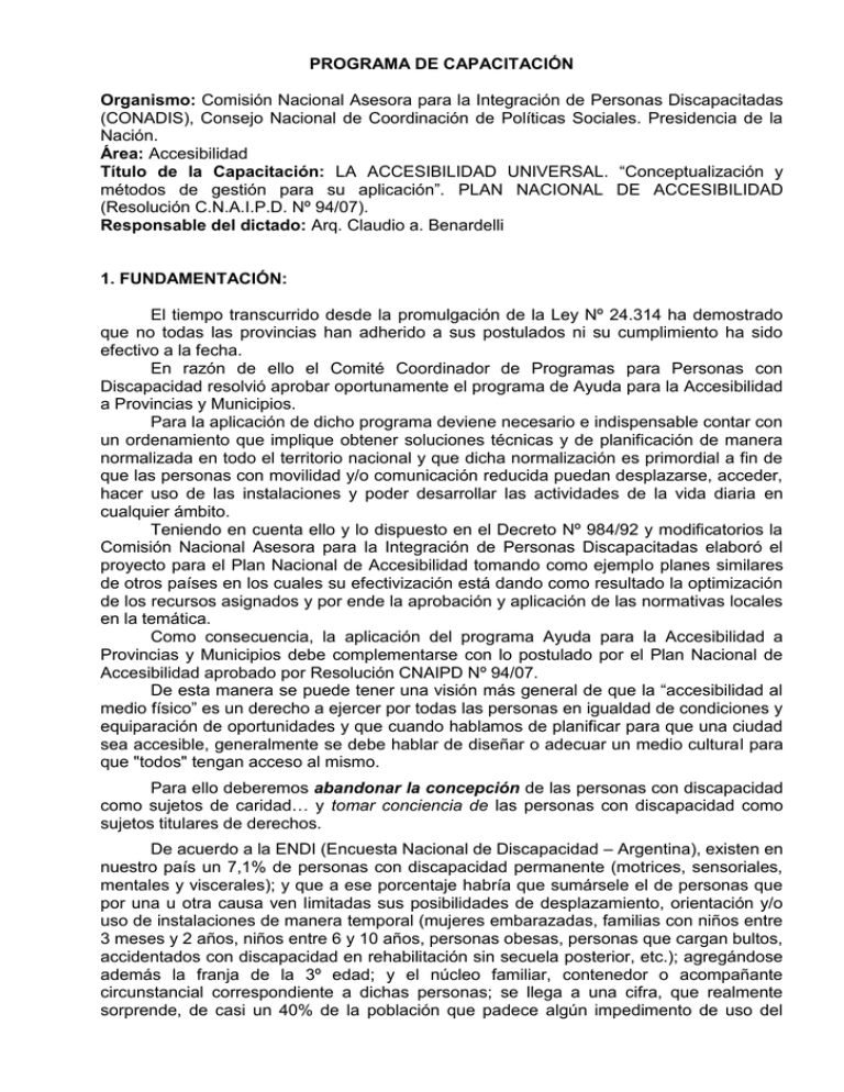 Programa de capacitación:Accesibilidad Universal en DOC