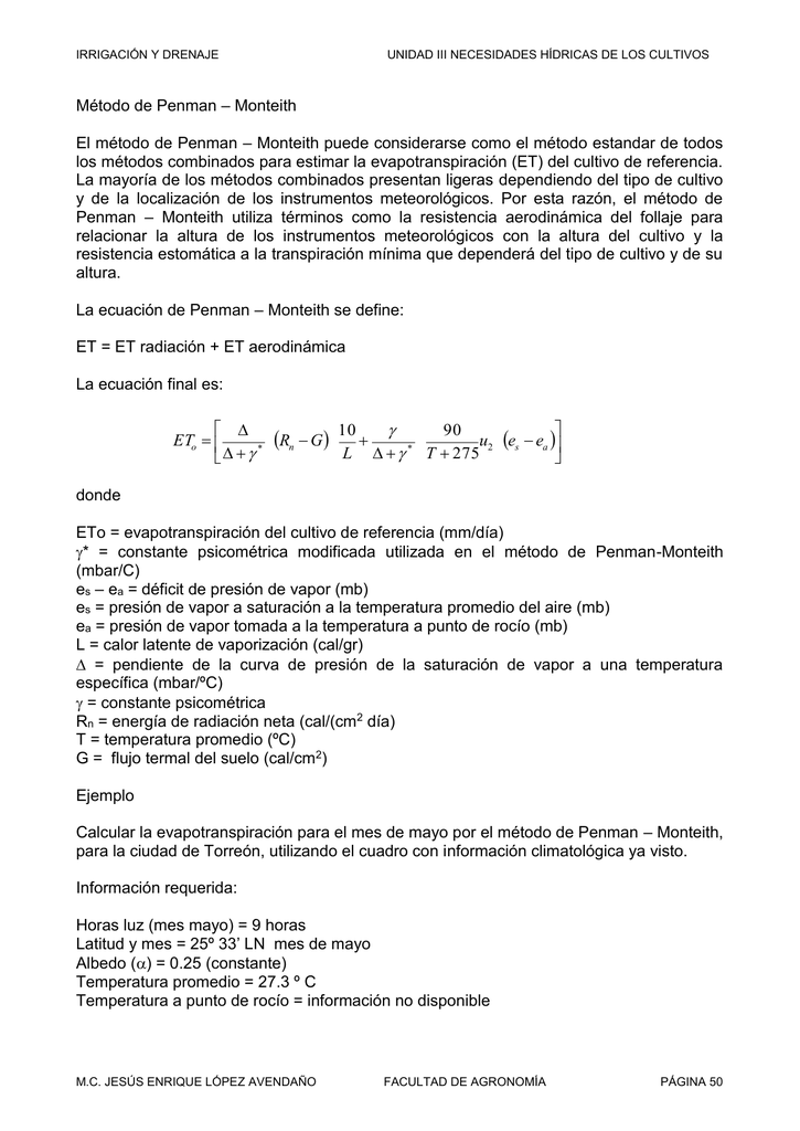 Método de Penman – Monteith