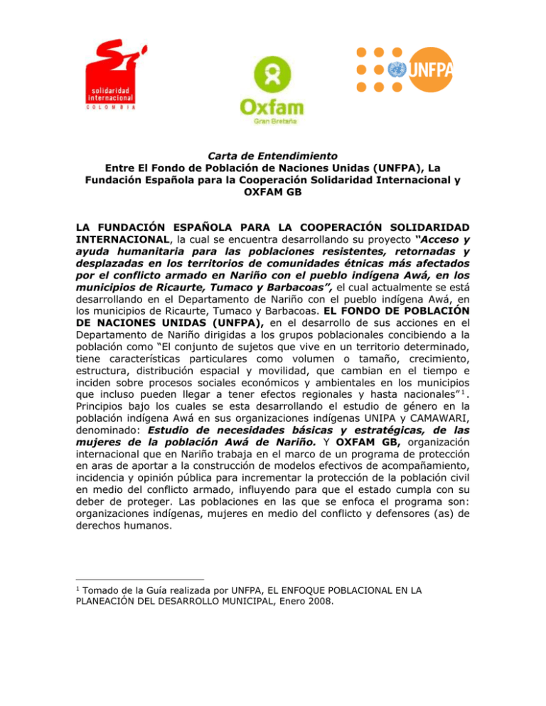 Carta de Entendimiento - SI-Pro :: Servicio Integrado de Información