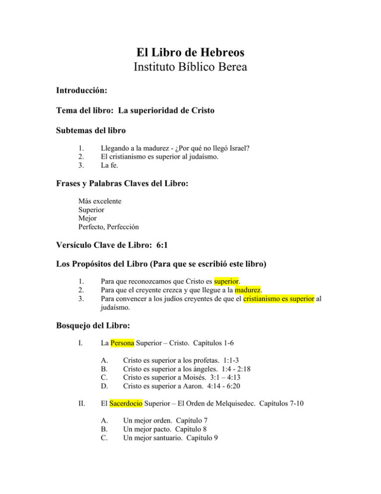 El Libro de Hebreos - Calvary Baptist, Windsor