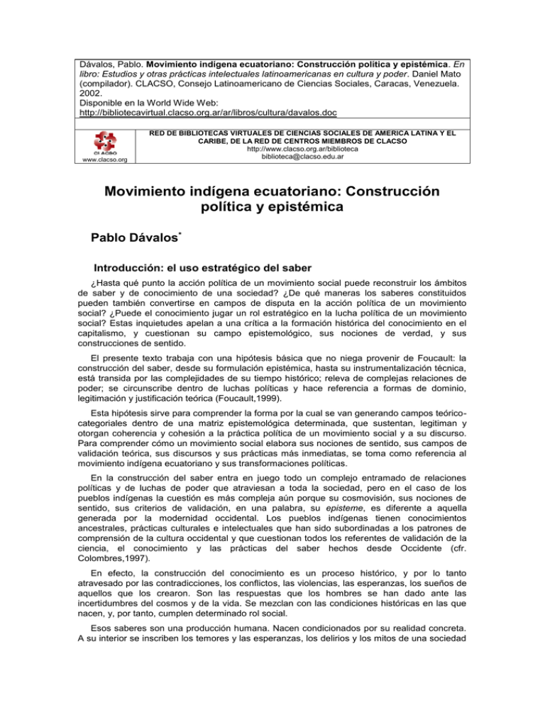 MOVIMIENTO INDÍGENA ECUATORIANO: