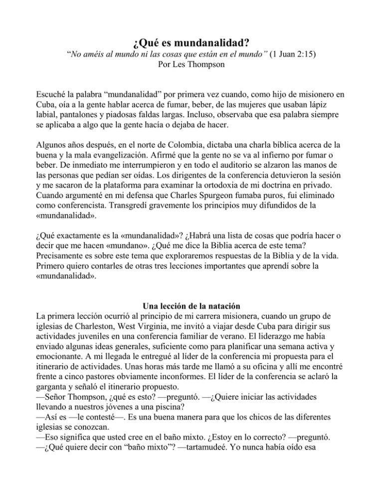 ¿Qué es mundanalidad? - Presbiterio Peninsular